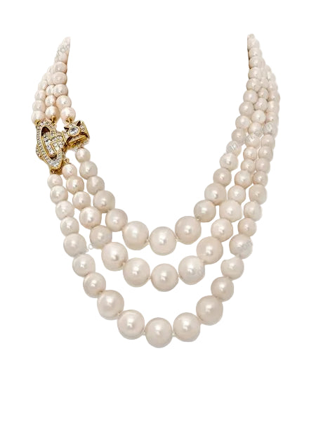 Vivienne Westwood Graziella three row pearl necklace gold | CollardManson