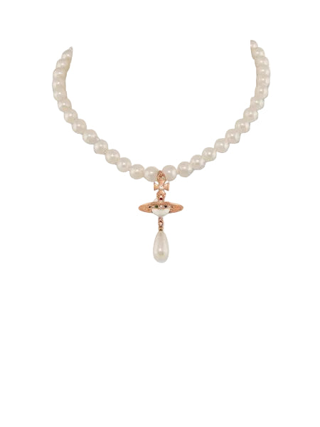 Vivienne Westwood One Row Pearl Drop Choker - Pink Gold Tone/Pearl ...