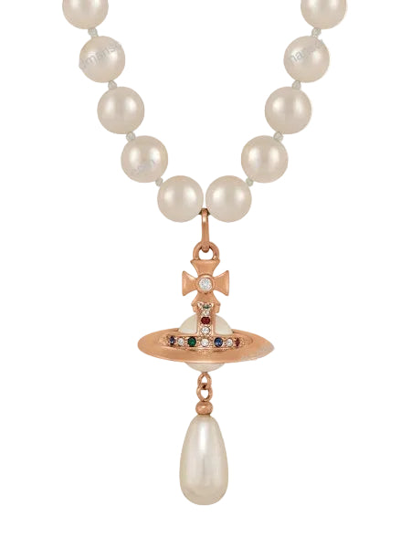 Vivienne Westwood One Row Pearl Drop Choker - Pink Gold Tone/Pearl ...